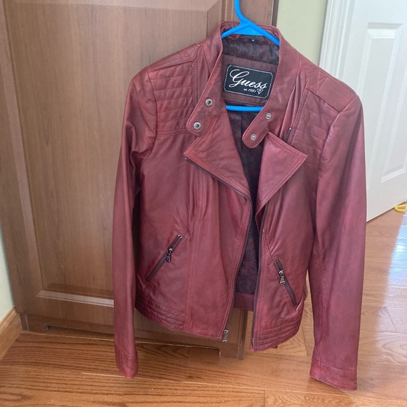 Guess | Jackets & Coats | Guess Vintage Leather Jacket Red | Poshmark